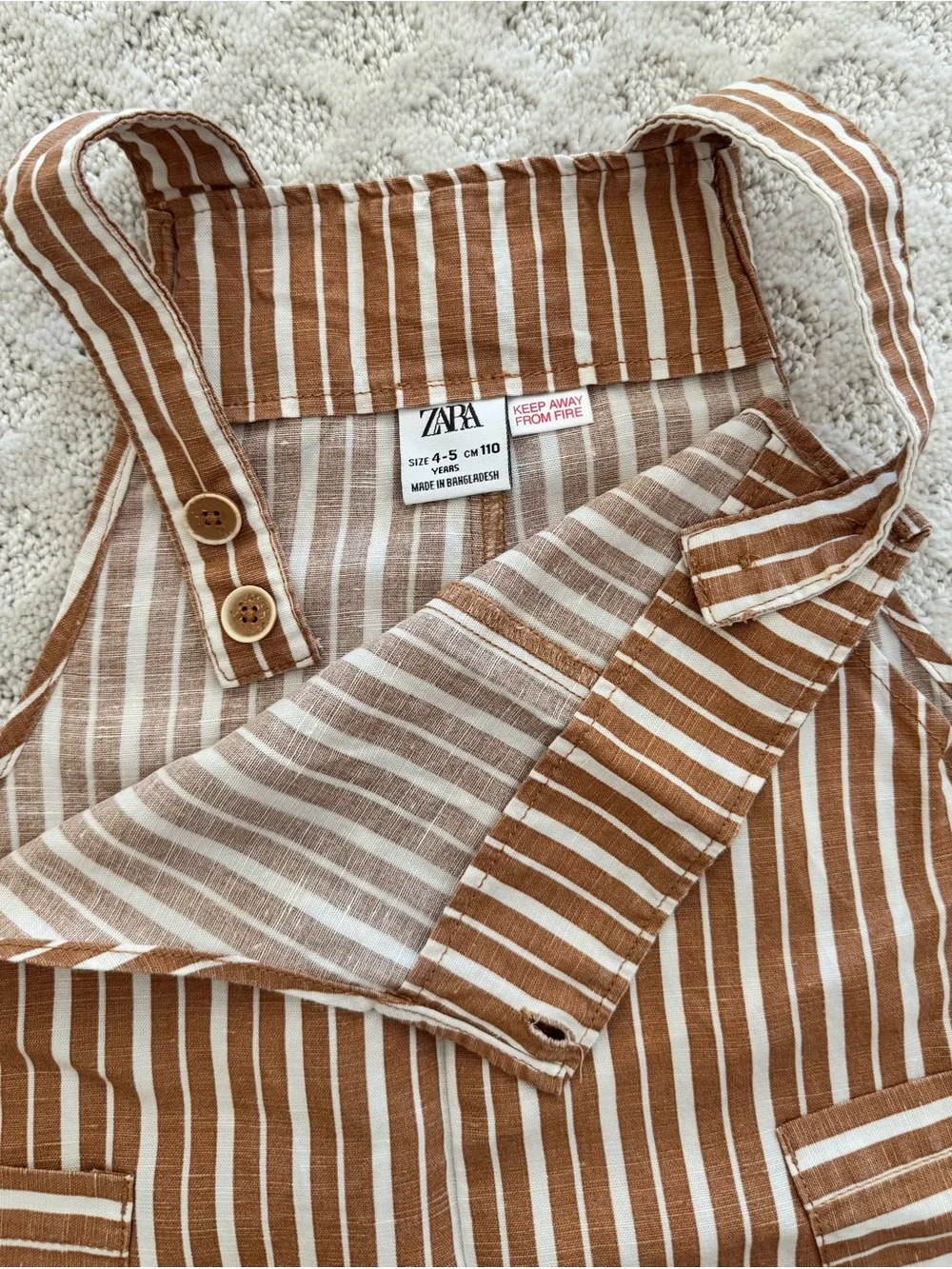Zara | Bottoms | Zara Boy Linen Striped Mustard Short Overalls 45 ...